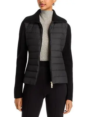 Moncler Down Mixed Media Cardigan - Black