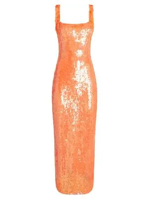 Rachel Gilbert Sequin Kayla Column Gown - Orange