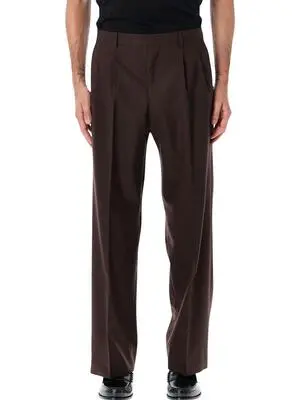 SUNFLOWER Pleated Wool-blend Trousers - Marrone