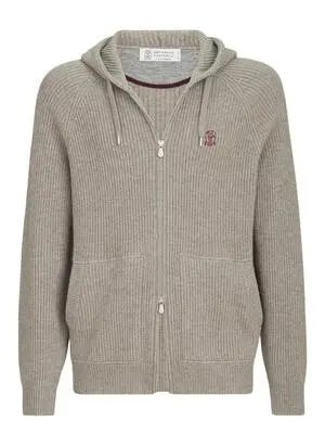 Brunello Cucinelli Cashmere Rib-knit Zip-up Cardigan Grey