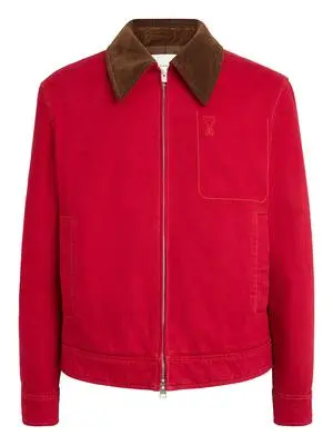 AMI Paris De Coeur Contrast-collar Jacket - Red