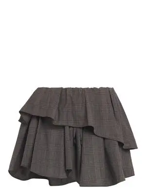 Acne Studios Wool-blend Check Ruffle Mini Skirt - Brown