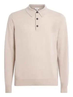 Sunspel Cashmere Long-sleeve Polo Shirt - Brown