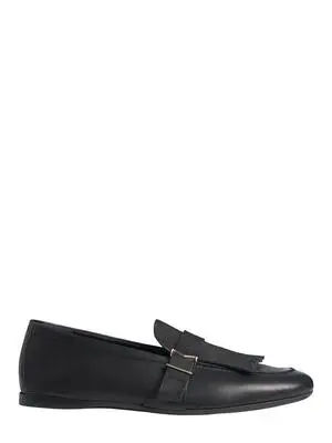 Max Mara Leather Fringe Loafers - Black