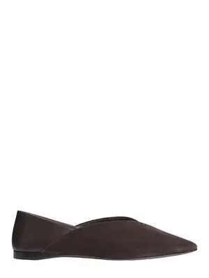Max Mara Suede Leather-trim Ballet Flats - Brown