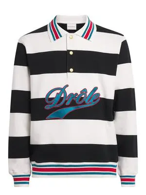 Drole De Monsieur Cotton Stripe Logo Shirt - White