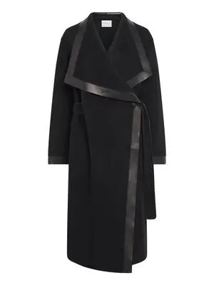 LAFAYETTE 148 NEW YORK Cashmere Leather-trim Wrap Coat