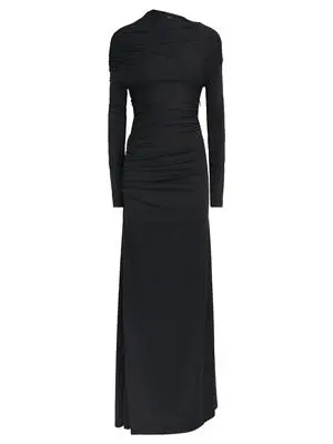 Victoria Beckham Gathered Shoulder-drape Long-sleeve Gown - Black