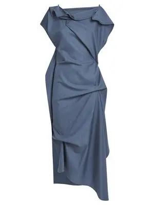 Victoria Beckham Wool Draped Midi Dress - Blue