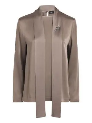 Fabiana Filippi Satin Asymmetric Ruched Blouse - Brown