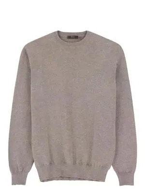 Boggi Milano Crew-neck Jumper In Merino Wool Cashwool® Moulin - Neutrals