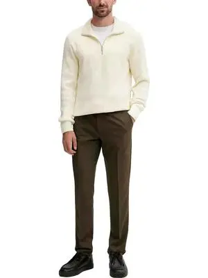 LINDBERGH Ribbed Quarter-zip Sweater - Neutrals