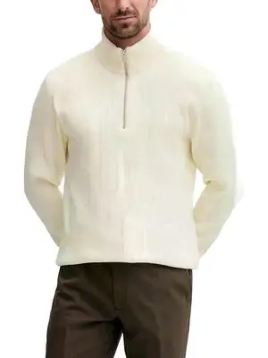 LINDBERGH Ribbed Quarter-zip Sweater - Neutrals