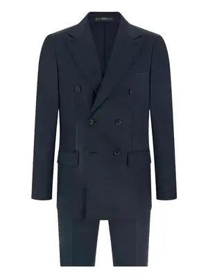 Boggi Milano Double-breasted Pattern Wool Suit - Blue