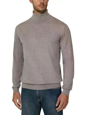 Boggi Milano Turtleneck Jumper In Merino Wool Cashwool® Moulin - Neutrals