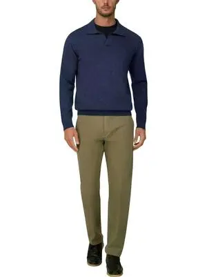 Boggi Milano Knitted Polo Shirt In Merino-wool Cashwool® Moulin - Blue