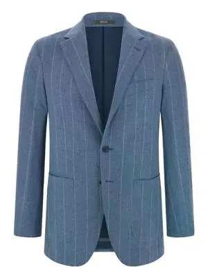 Boggi Milano Blazer In Wool Silk Pinstripe - Blue