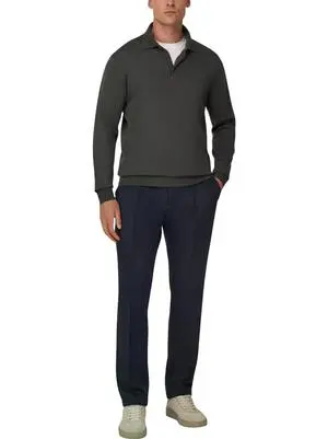 Boggi Milano City Trousers In Cotton Blend Jersey - Blue