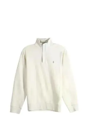 Polo Ralph Lauren Quarter-zip Logo-embroidered Sweatshirt Neutrals