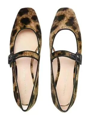 LOEFFLER RANDALL Mary Jane Leopard-print Ballet Flats Brown