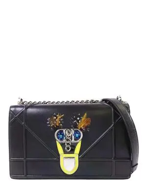 Dior Diorama Crystal Leather Shoulder Bag - Black