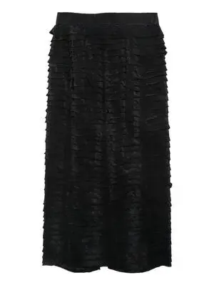 ALYSI Lunga Tiered Ruffled Midi Skirt Black