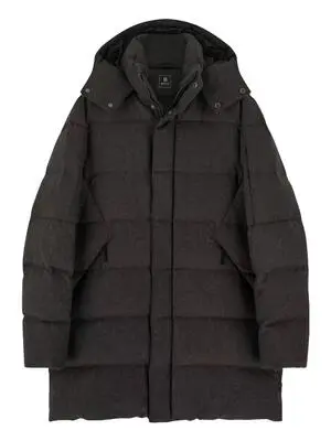 Boggi Milano Parka In Goose Down Mélange Flannel - Grey