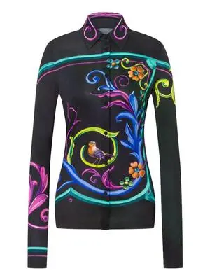 Moschino Floral-print Long-sleeve Shirt - Black