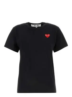 Play Comme Des Garcon Heart-patch T-shirt - Black