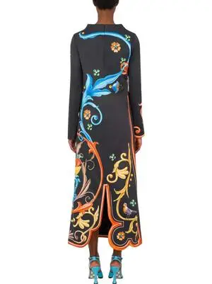 Moschino Cut-out Baroque-print Maxi Dress - Black