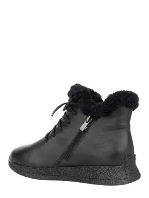 LINDA BAUMANN Shearling-trim Lace-up Sneakers