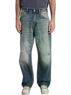 EVISU Daicock-print Distressed Jeans - Blue