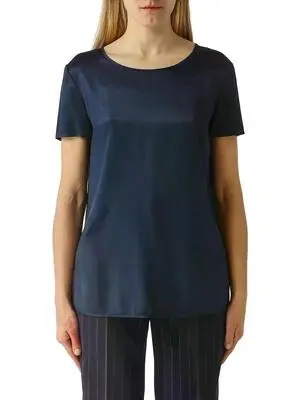 Max Mara Cortona Satin-finish Short-sleeve T-shirt - Blue