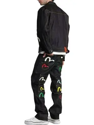 EVISU Multi-pocket Seagull-print Jeans - Blue