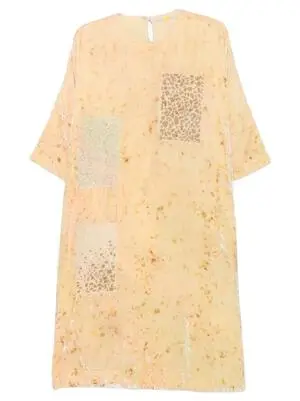 AODRESS Sequin-embellished Patchwork Midi Dress - Neutrals
