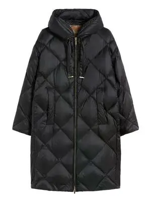 Max Mara Trefe Quilted Hooded Coat Black