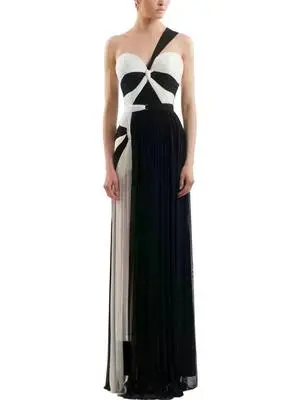 IMROSKA One-shoulder Pleated Maxi Dress - Black