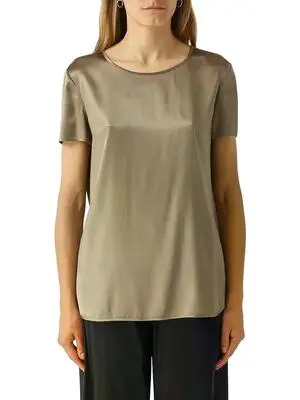 Max Mara Cortona Satin-finish Short-sleeve Top - Neutrals