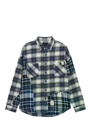 FIVE CM Patchwork Frayed Shirt - Blue