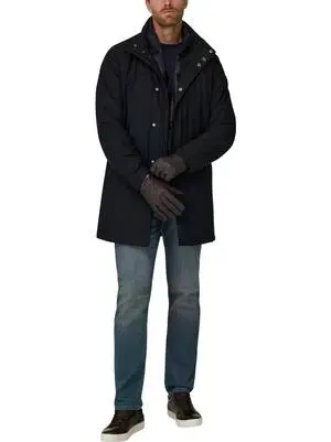 Boggi Milano Car Coat In Padded Technical Fabric - Blue
