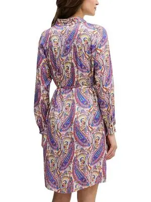 MARC AUREL Paisley-print Belted Mini Dress - Neutrals