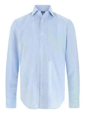 Boggi Milano Shirt In Striped Cotton Regular Fit - Blue