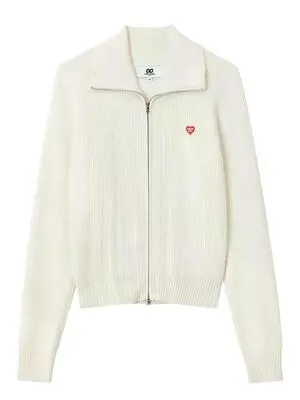 CHOCOOLATE Ribbed Zip-up Cardigan - Neutrals