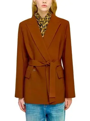 SEMICOUTURE Allison Belted Double-breasted Jacket - Brown