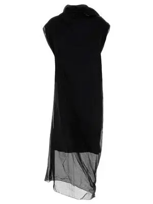 Carven Sheer-overlay Draped Midi Dress - Black