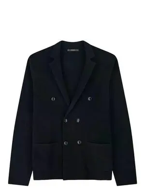Boggi Milano Double-breasted Blazer In Extrafine Merino Wool - Blue