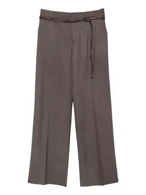 RAME Pinstripe Belted Trousers - Brown