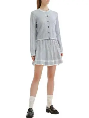 B+AB Pointelle-knit Pleated Set - Grey