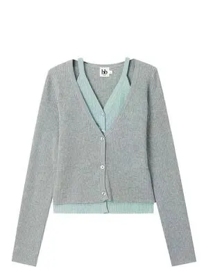B+AB Ribbed-knit Layered Cardigan - Grey