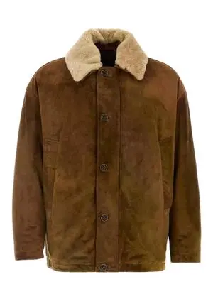SALVATORE SANTORO Shearling-collar Suede Jacket - Brown